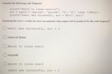 Solved Consider The Following Code Fragment Printf About
