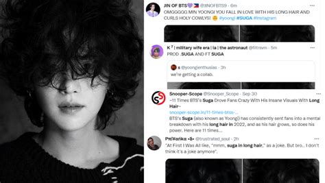 Bts Suga Blows Up Twitter Again With His Latest Messy Long Hair Look