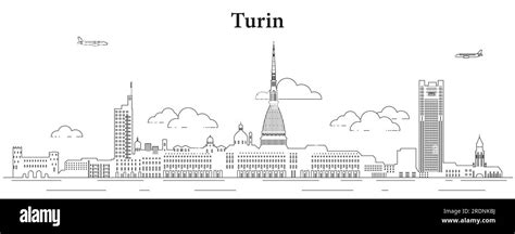 Turin Skyline Line Art Vector Illustration Stock Vector Image And Art Alamy
