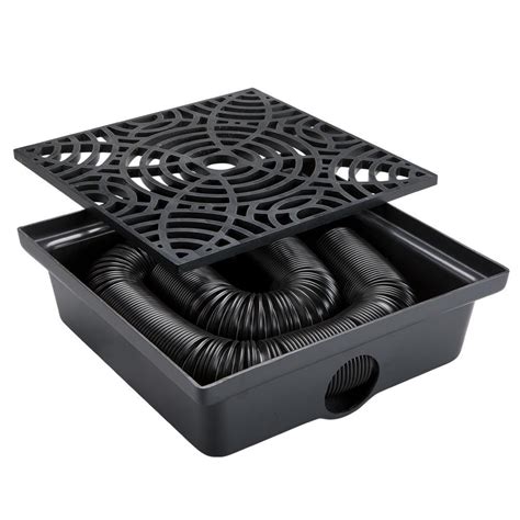 Amerimax Home Products Stealth Drain 12 In Black Vinyl Catch Basin Downspout Extension Kit 4700