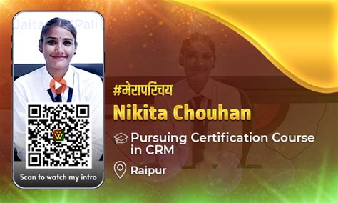 Video Introduction Of Nikita Chouhan Certification Course In Crm From
