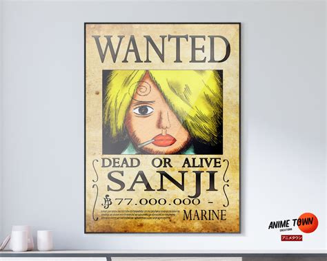 One Piece Sanji Wanted Poster Poster Anime Town Creations