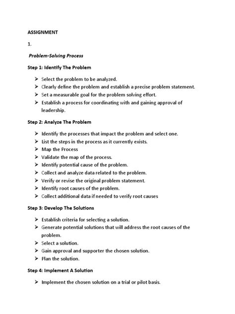 Problem Solving Process Assignment Pdf Cognition Business