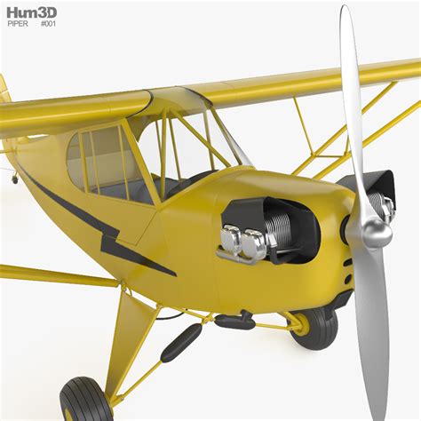 Piper J3 1956 With Hq Interior 3d Model Download Light Aircraft On