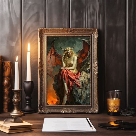 Liliths Fire Art Print Succubus Picture Demon Wall Decor Devil