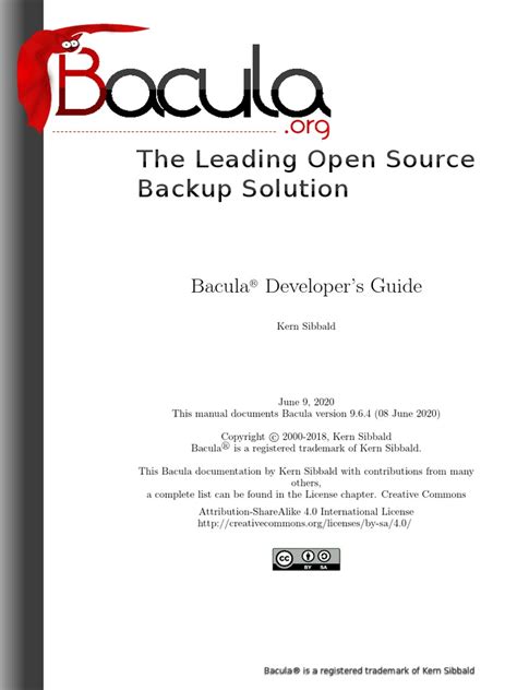 The Leading Open Source Backup Solution Bacula Developers Guide Pdf Source Code Copyright