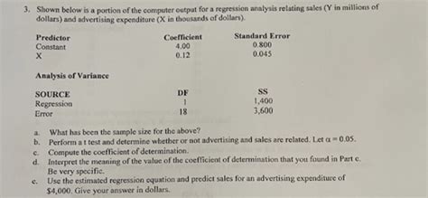Solved 3 Shown Below Is A Portion Of The Computer Output