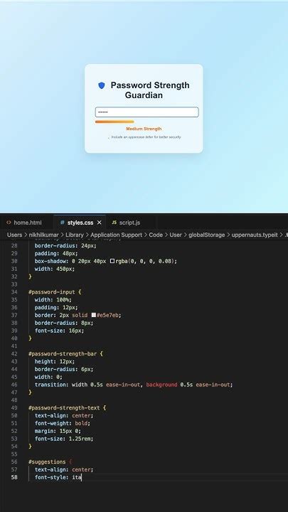 Interactive Password Strength Checker Html Css Javascriptshortsshortsvideosdeveloperxon