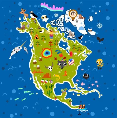 Imagens Vetoriais E Gráficos Gratuitos De Cartoon Map Of North America