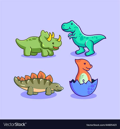 Cute Dinosaur Art Icons And Graphics Royalty Free Vector