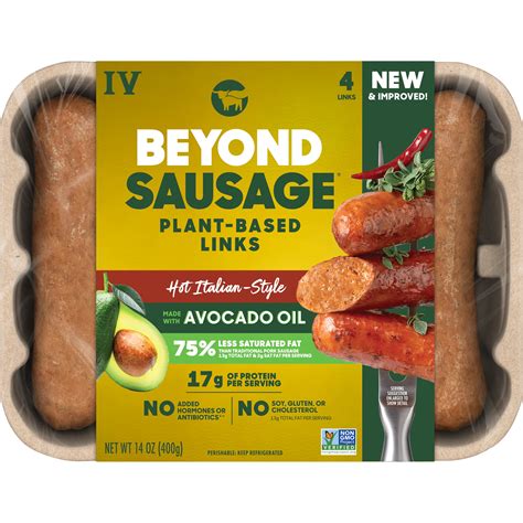 Beyond Meat Vegan Plant Based Hot Italian Sausage Links 14 Oz Gluten