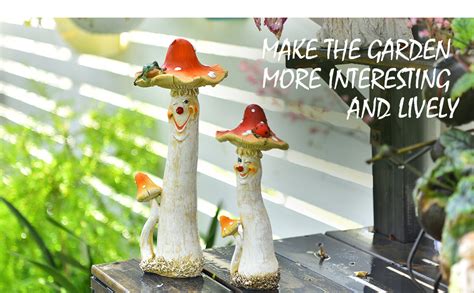 Sungmor Set Of 2 Hand Painted Garden Mushroom Decor Resin