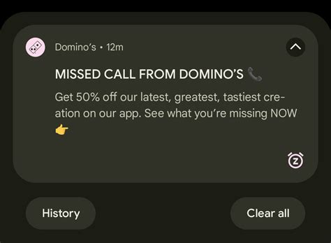 Check My Notifications Thinking I Had A Missed Call Only To See Its A Fake Dominos