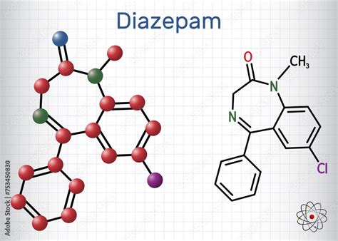 Diazepam Drug Molecule It Is Long Acting Benzodiazepine Used To Treat