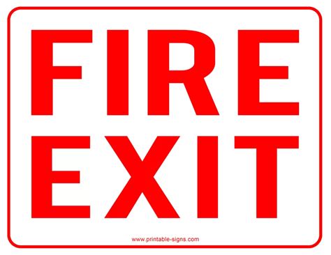 Printable Fire Exit Sign Printable Signs