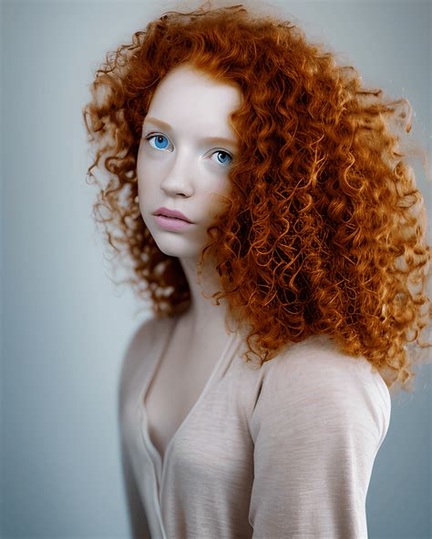 A Portrait Of A Beautiful Ginger Girl With Curly Hair · Creative Fabrica