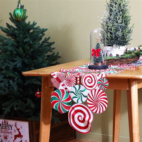 Kingdder Christmas Table Runner Embroidered Poinsettia