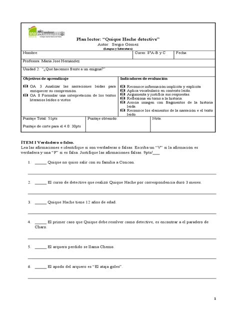 Prueba Quique Hache Detective Pdf