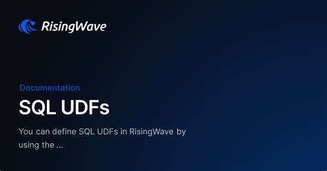 Sql Udfs Risingwave