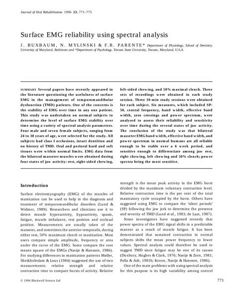 Pdf Surface Emg Reliability Using Spectral Analysis Dokumen Tips