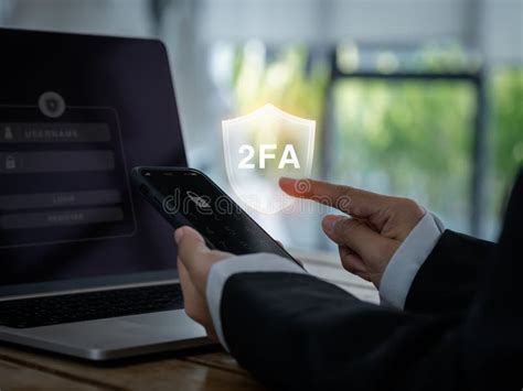 Two Steps Authentication Concept Virtual Safety Shield Icon While