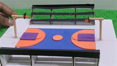 Make A Basketball Court Using Cardboard And Colour Sheets School Sports Project Diy Craft Ideas