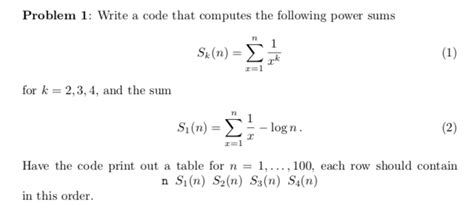 Solved Problem Write A Code That Computes The Following Chegg