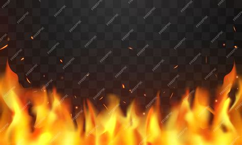 Premium Vector Burning Red Hot Sparks Realistic Fire Flames