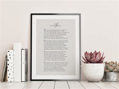 If By Rudyard Kipling Framed Poem Calligraphy Print Black Etsy