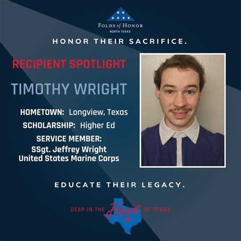 Folds Of Honor North Texas On Linkedin Meet Timothy Wright Son Of U S Marine Corps Staff