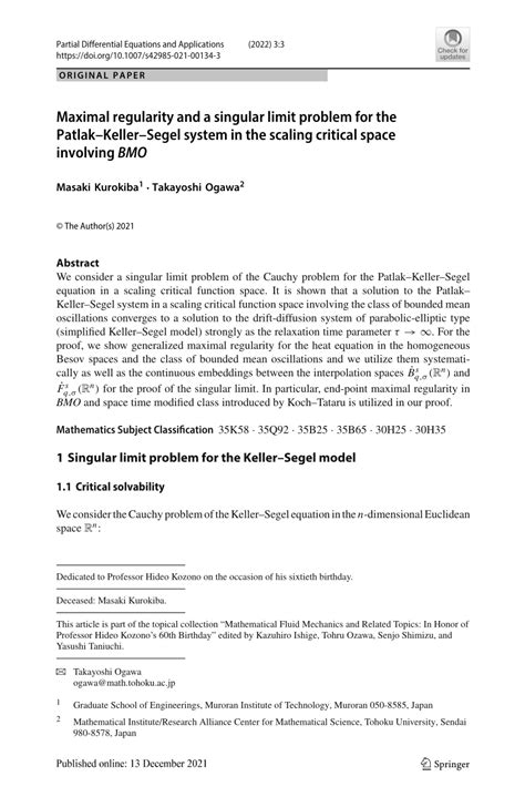 Pdf Maximal Regularity And A Singular Limit Problem For The Patlak