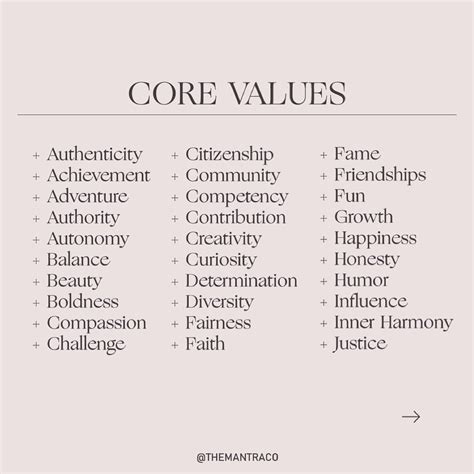 The Mantra Co On Instagram Your Core Values Are The Deeply Held
