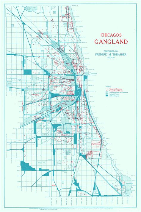 1927 Map Of Organized Crime Territories In Prohibition Era Chicago