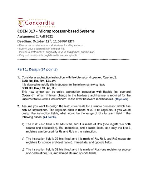 Coen317 Assignment 2 Coen 317 Microprocessor Based Systems