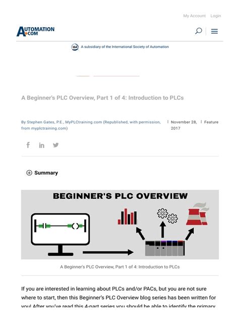 A Beginners Plc Overview Part 1 Of 4 Introduction To Plcs Pdf Pdf