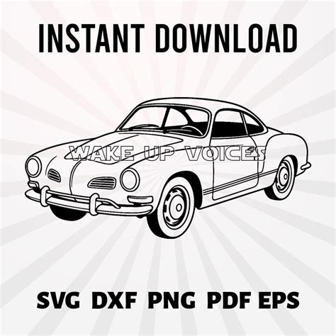 Karmann Ghia Line Art Svg Retro Car Laser Cut Files Digital Download