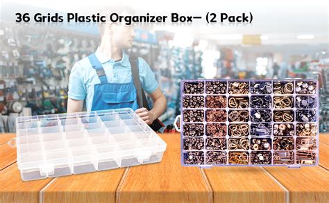 Fyy 2 Pack Plastic Organizer Box 36 Grids Clear Plastic