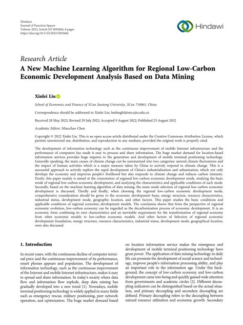 Pdf A New Machine Learning Algorithm For Regional Low Carbon Economic