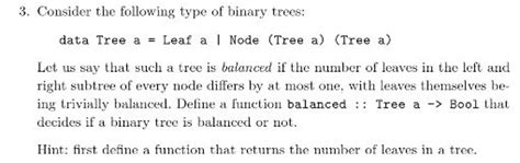 Solved Consider The Following Type Of Binary Trees Data Chegg