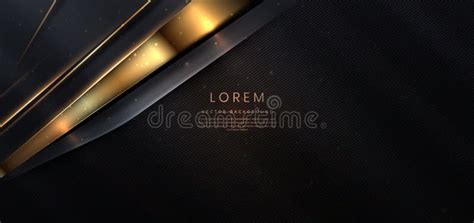Abstract Elegant Black Background With Golden Line And Lighting Effect