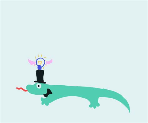 Blue Lightbulb With Wings On Dapper Lizard Drawception