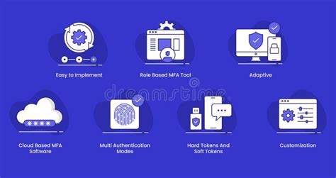 essential multi factor authentication icons stock vector illustration