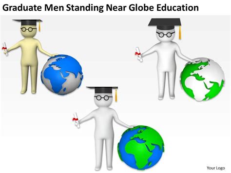 Graduate Men Standing Near Globe Education Ppt Graphics Icons Powerpoint PowerPoint Design
