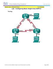 Lab Configuring Basic Single Area OSPFv SiddharthParmar Docx Student Name Siddharth