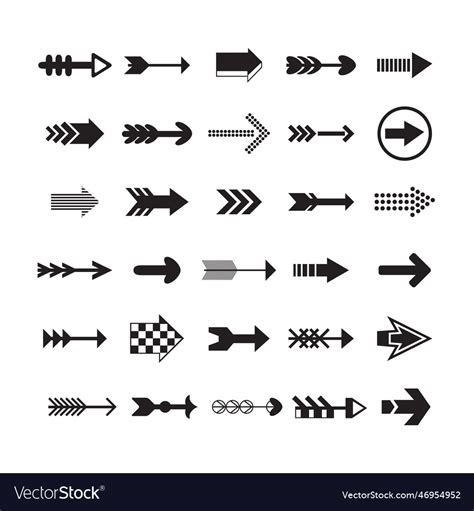 Black Modern Assorted Direction Arrows Icons Set Vector Image