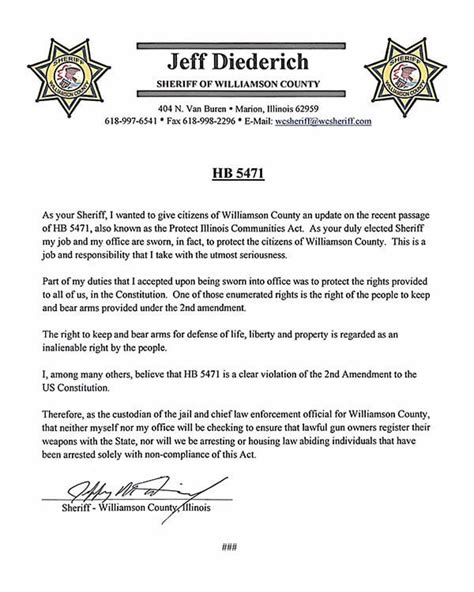Thank You Sheriff Jeff Diederich Of The Williamson County Sheriffs