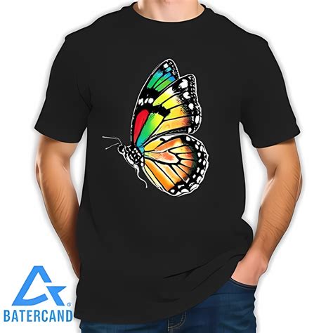 Vibrant Rainbow Butterfly Graphic Cotton Short Sleeve T Shirt Stylish