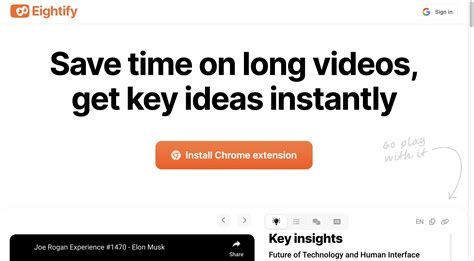 eightify eightify is a youtube video summarization tool that uses ai