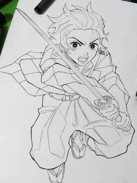 Tanjiro Full Body Drawing