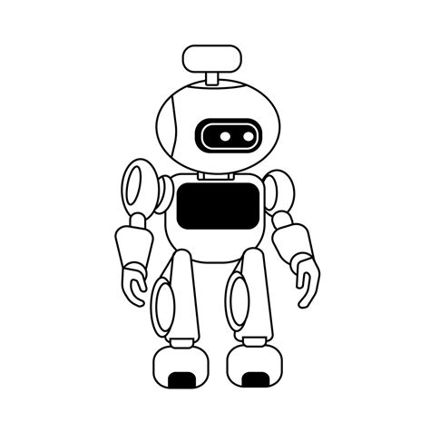 Modern Robot Black And White Vector Illustration Ai Robot Vector